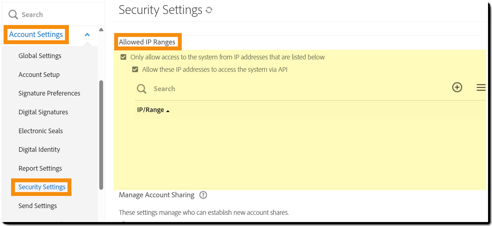 Restrict access to your account using IP address ranges